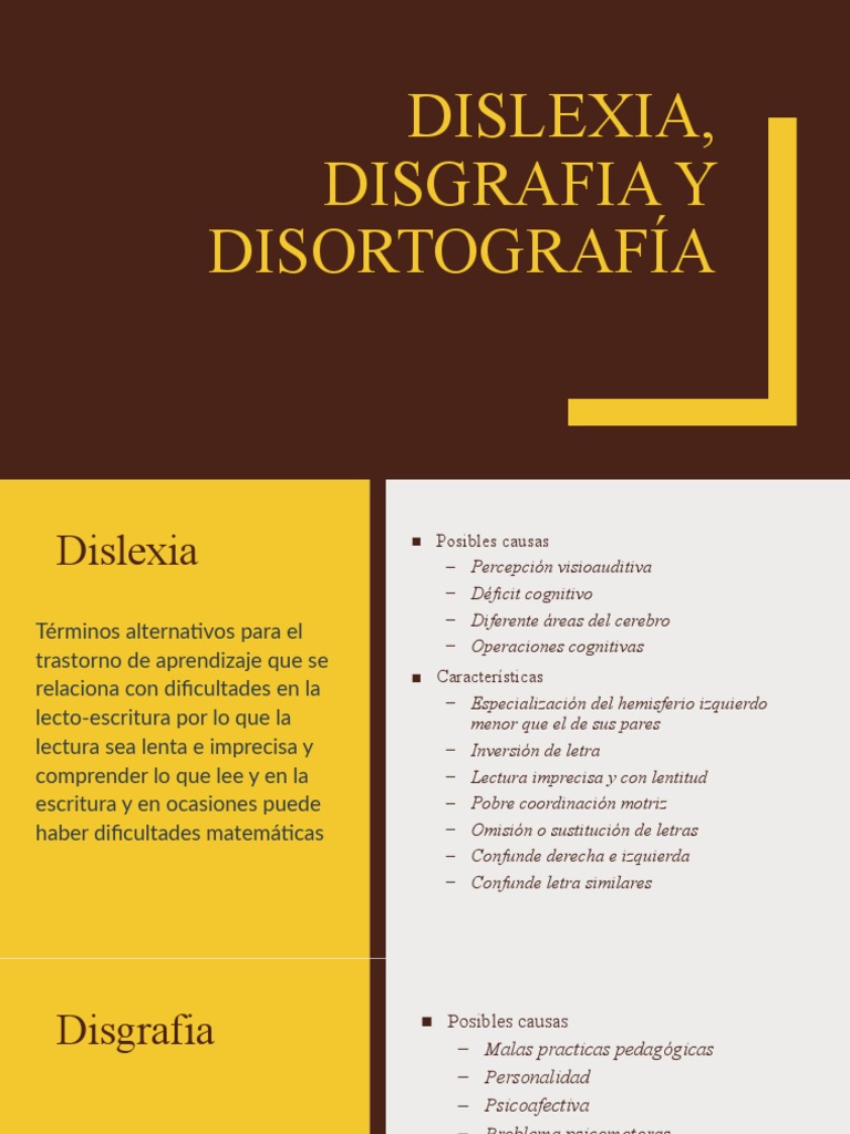Dislexia Disgrafia Y Disortografía Pdf Aprendizaje Escritura