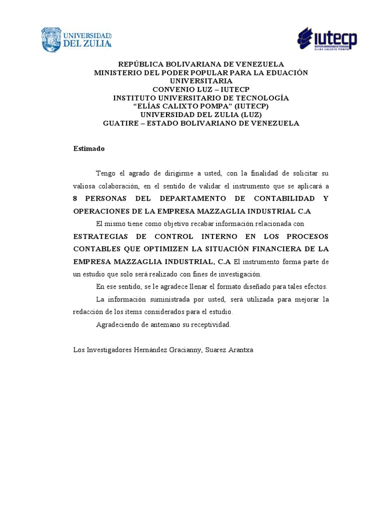 Formatos para La Validación | PDF | Estado financiero