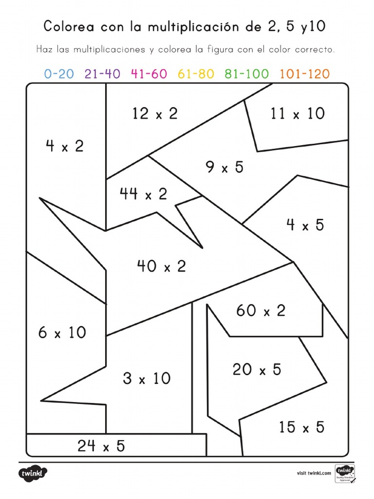 Sa T N 5098 Multiplicacion de 2 5 y 10 Colorear Con Numeros | PDF