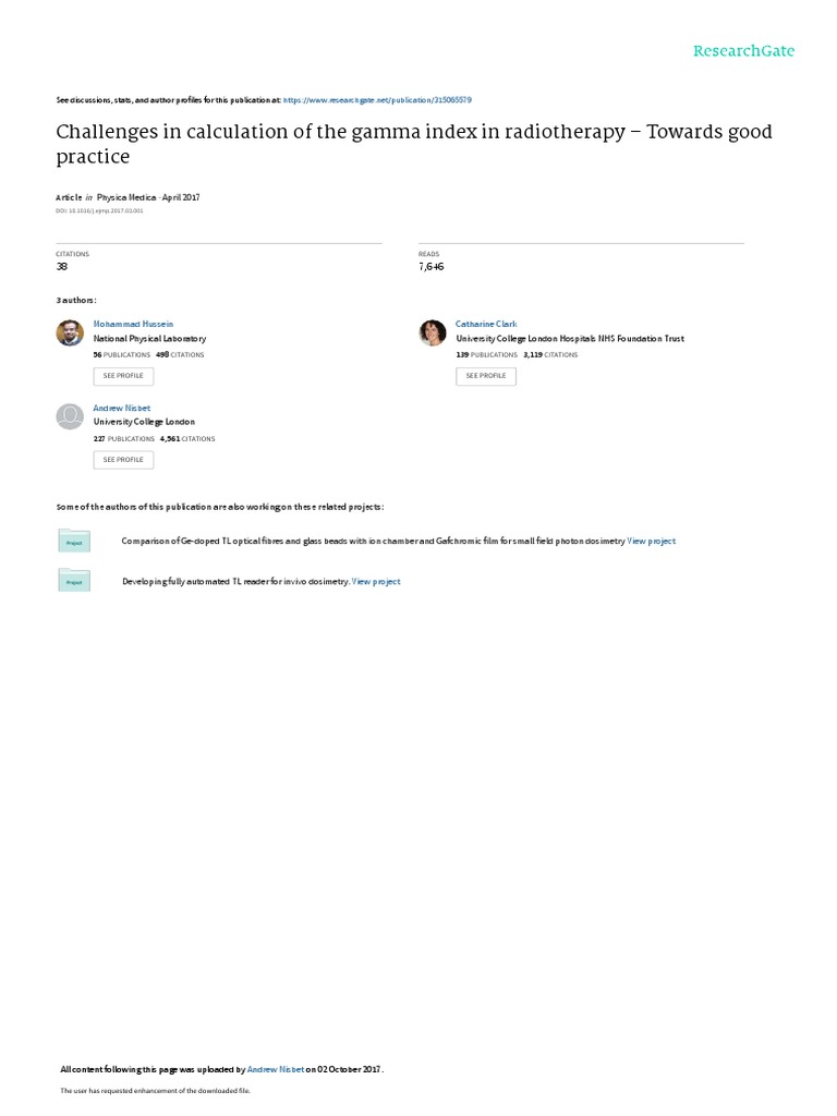 Gamma Index Challenges in Radiotherapy | PDF | Interpolation ...