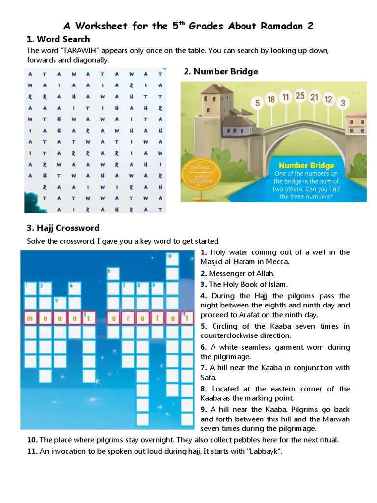 A Worksheet For The 5th Grades About Ramadan 2 | PDF