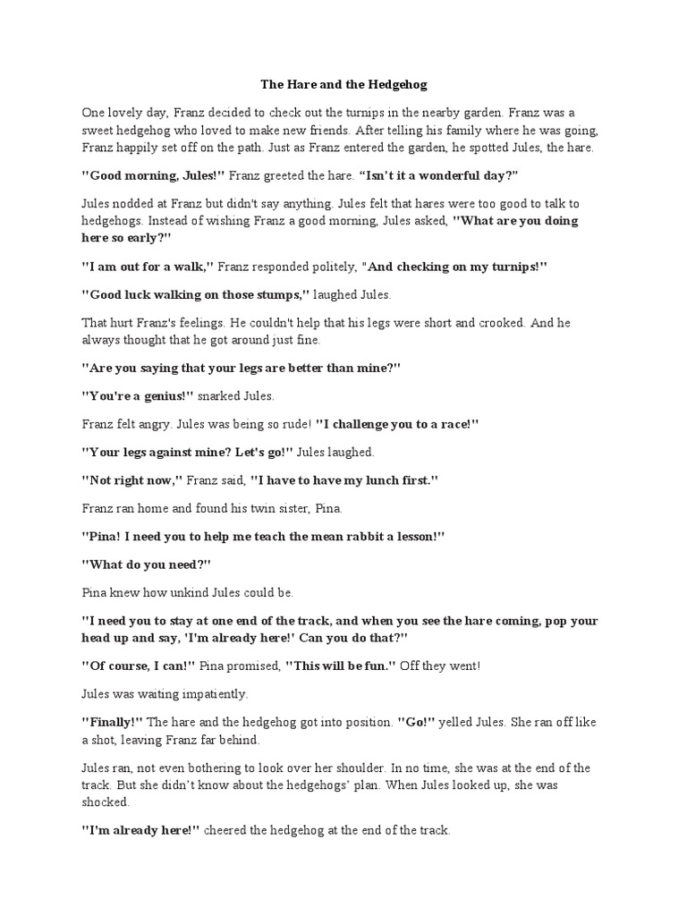 The Hare and The Hedgehog | PDF