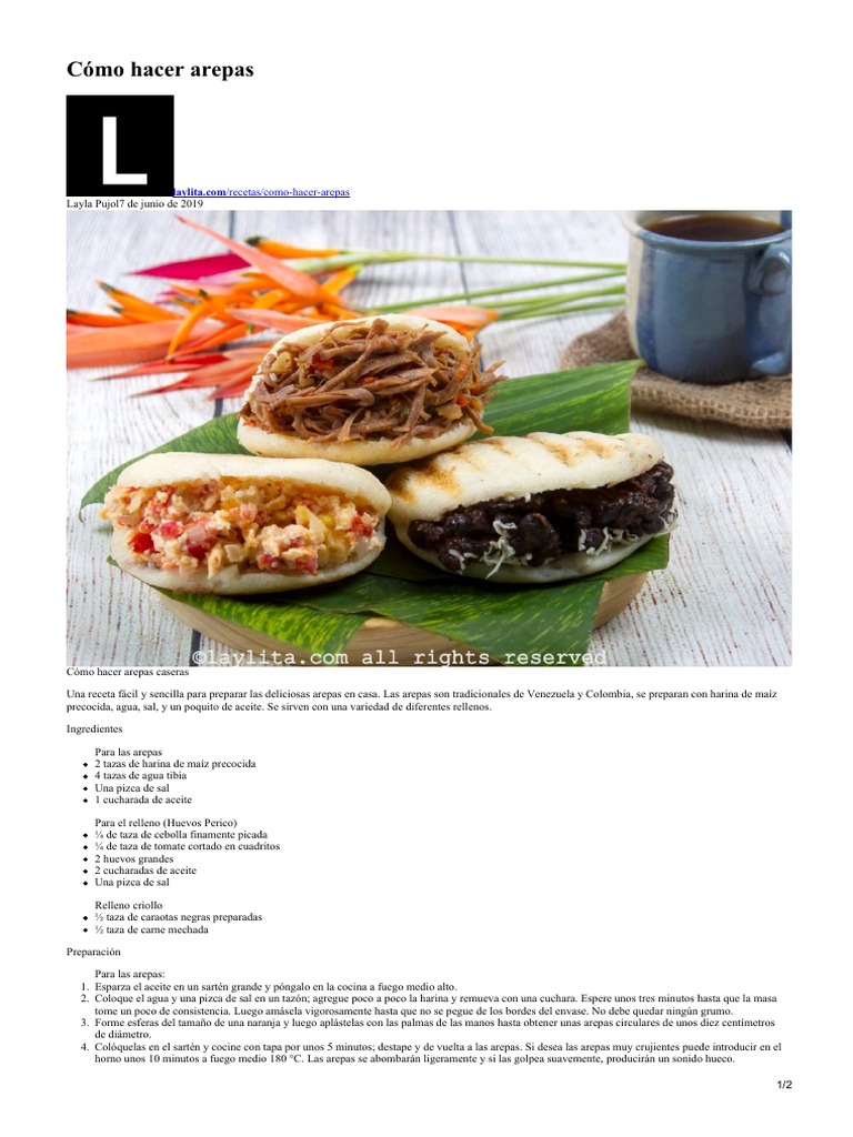 Cómo hacer arepas | PDF | Relleno | Comida y bebida