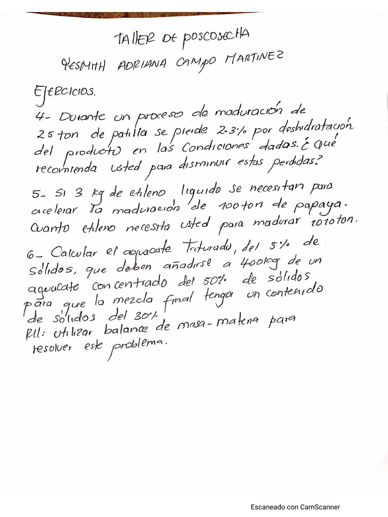 Ejercicios de Poscosecha | PDF