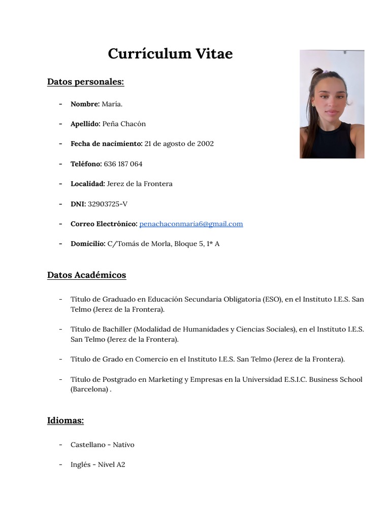 Curriculum Vitae María | PDF