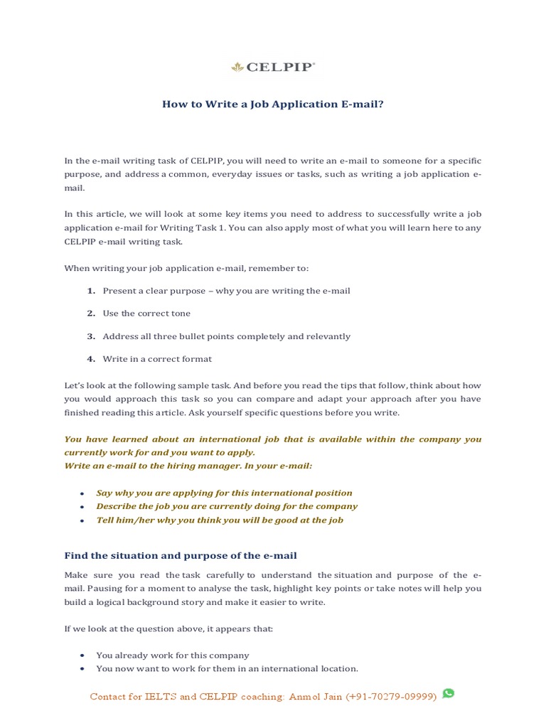 Formal E-mail-How To Write A Job Application | PDF | Experience | Reason
