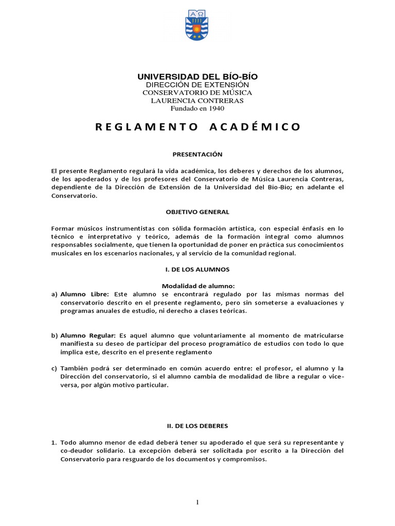 Reglamento-2020b Conservatorio Laurencia C. | PDF | Maestros