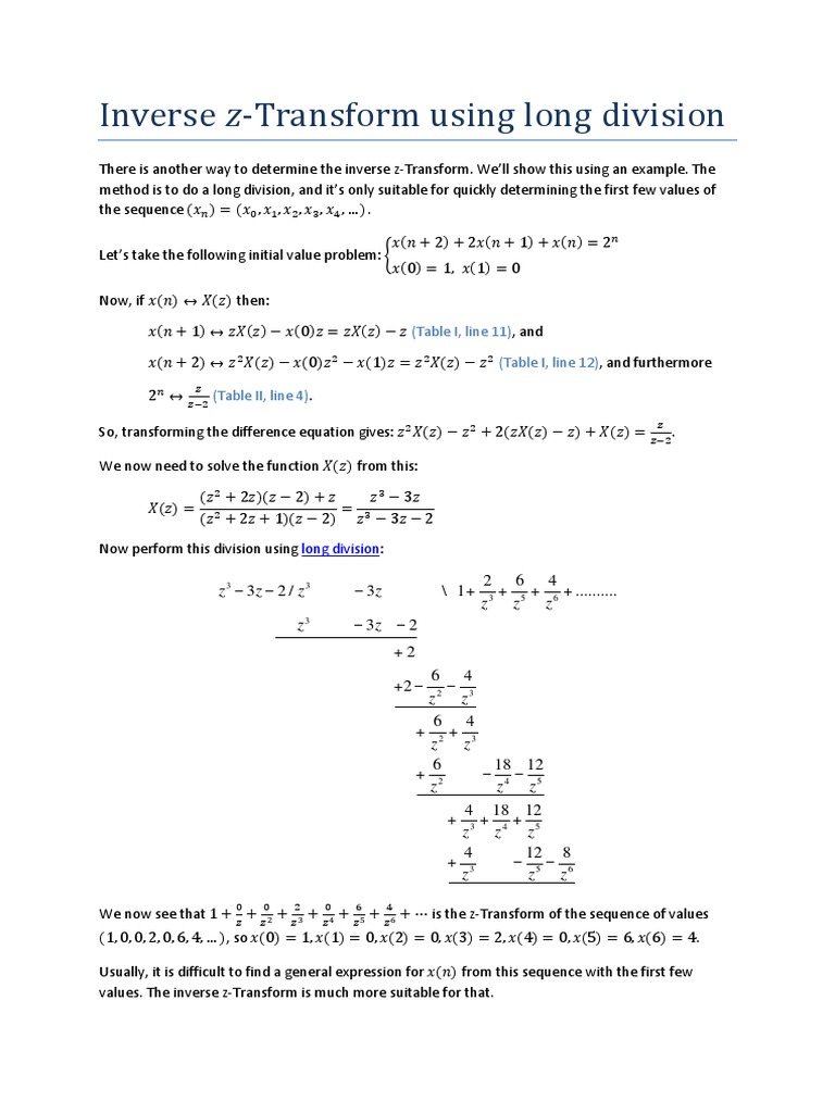 HO05A-Inverse Z-Transform Using Long Division | PDF | Mathematical ...