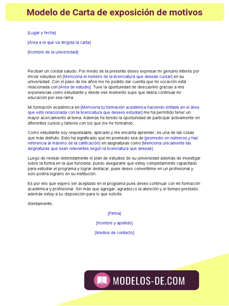 Modelo de Carta de Exposición de Motivos | PDF