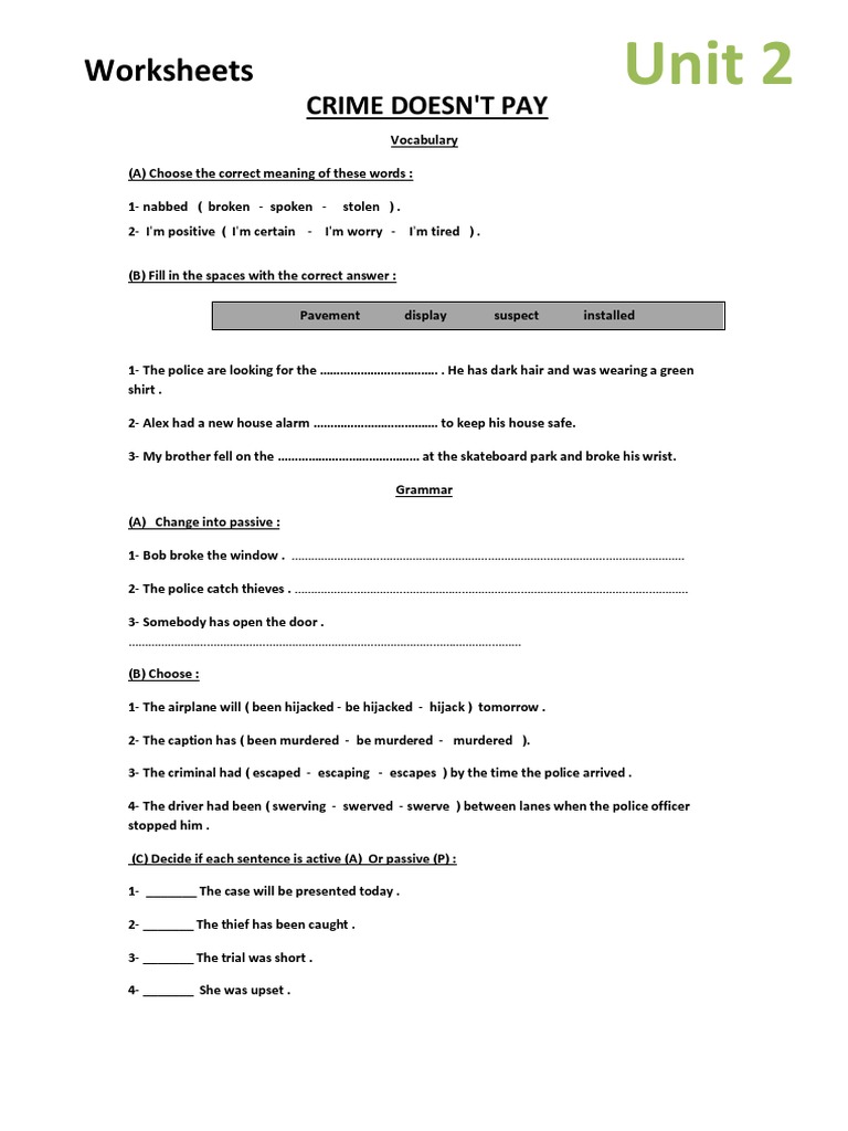 Unit 2: Worksheets | PDF