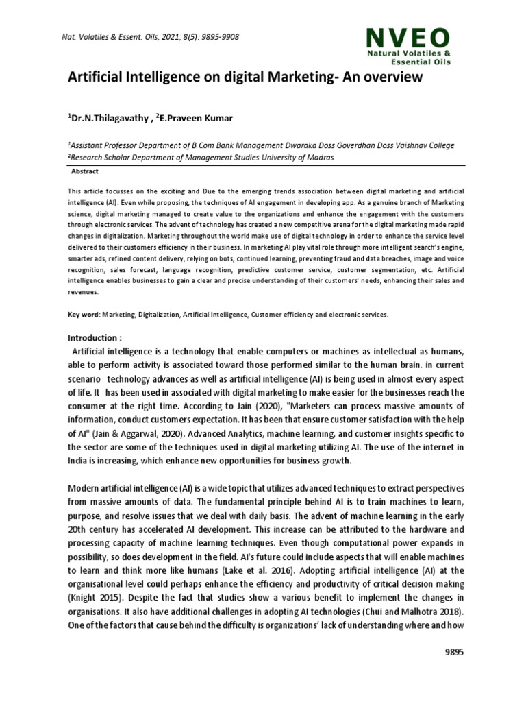 Artificial Intelligence On Digital Marketing - An Overview | PDF | Artificial Intelligence ...