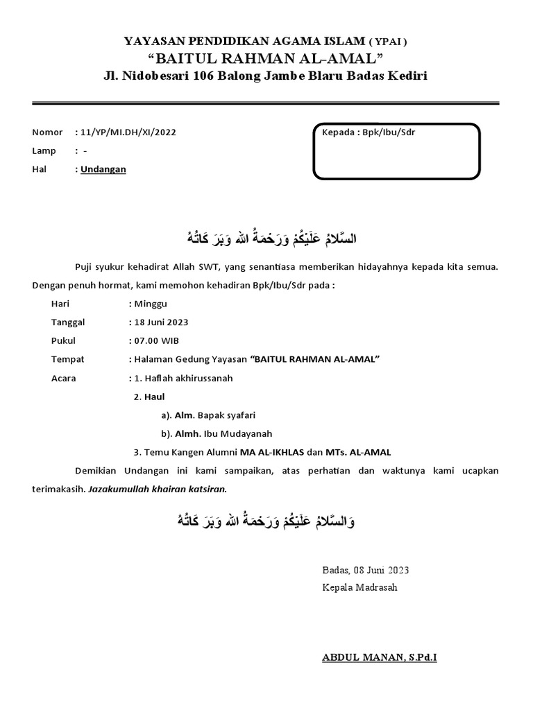 undangan haflah | PDF