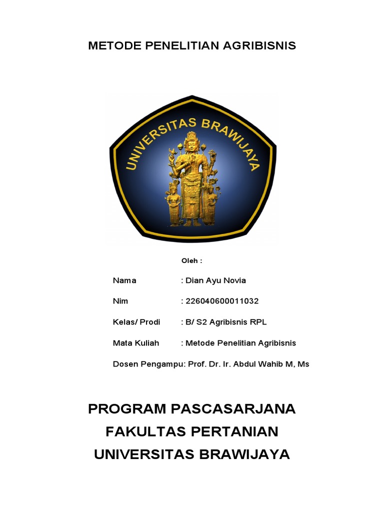 Uts METODE PENELITIAN AGRIBISNIS | PDF