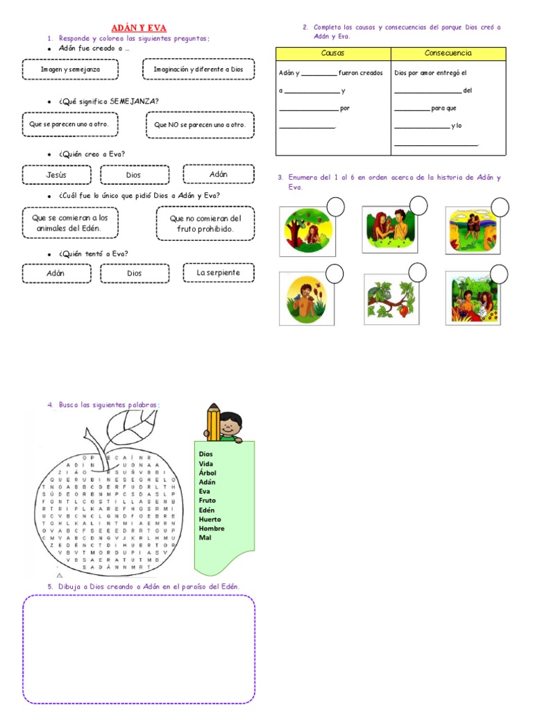 E2 S3 Ficha D2 Religion Adan y Eva | PDF