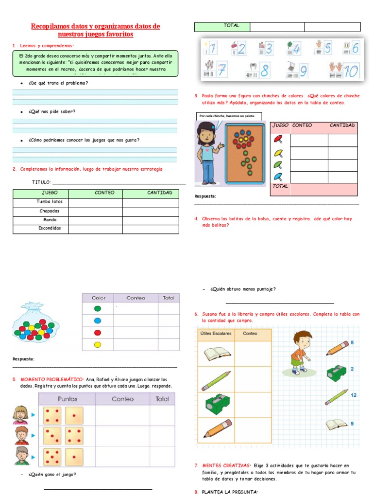 E2 S3 Ficha D2 Mat Recopilamos Datos y Organizamos | PDF