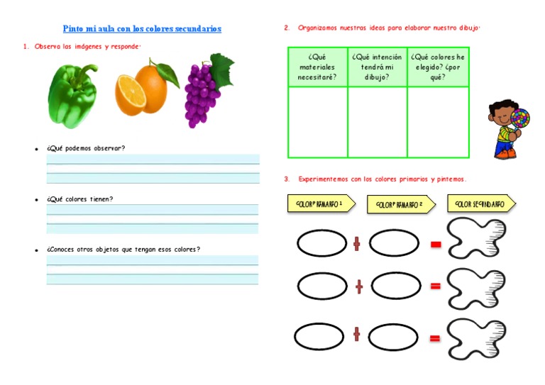 E2 S3 Ficha D5 Arte Pinto Mi Aula de Colores Secundarios | PDF | Arte