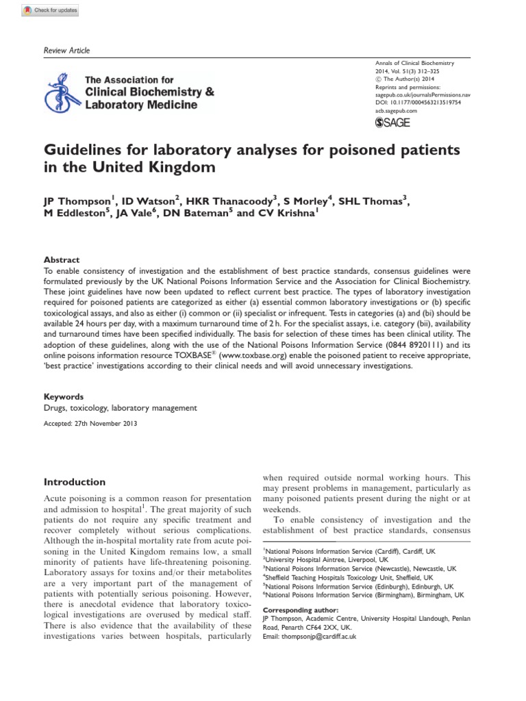 Laboratory Guidelines for Poison Management | PDF | Chemical Substances ...