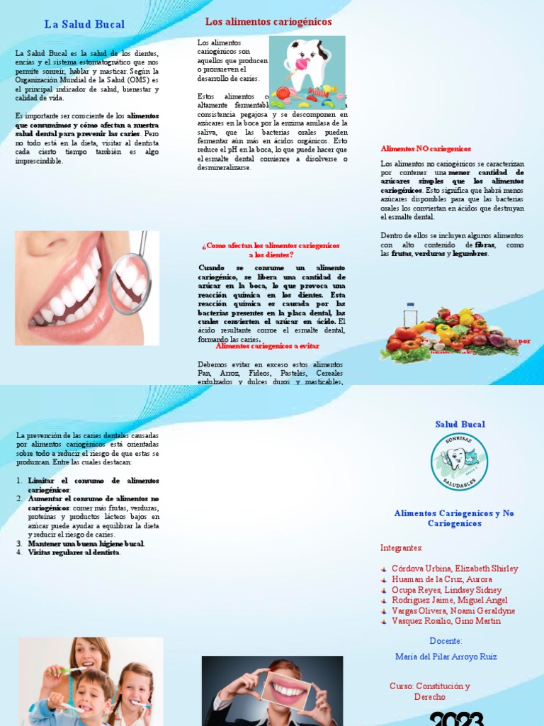 Triptico SALUD BUCAL | PDF | Alimentos | Diente