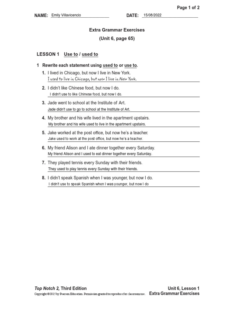 Extra Grammar Excercises | PDF