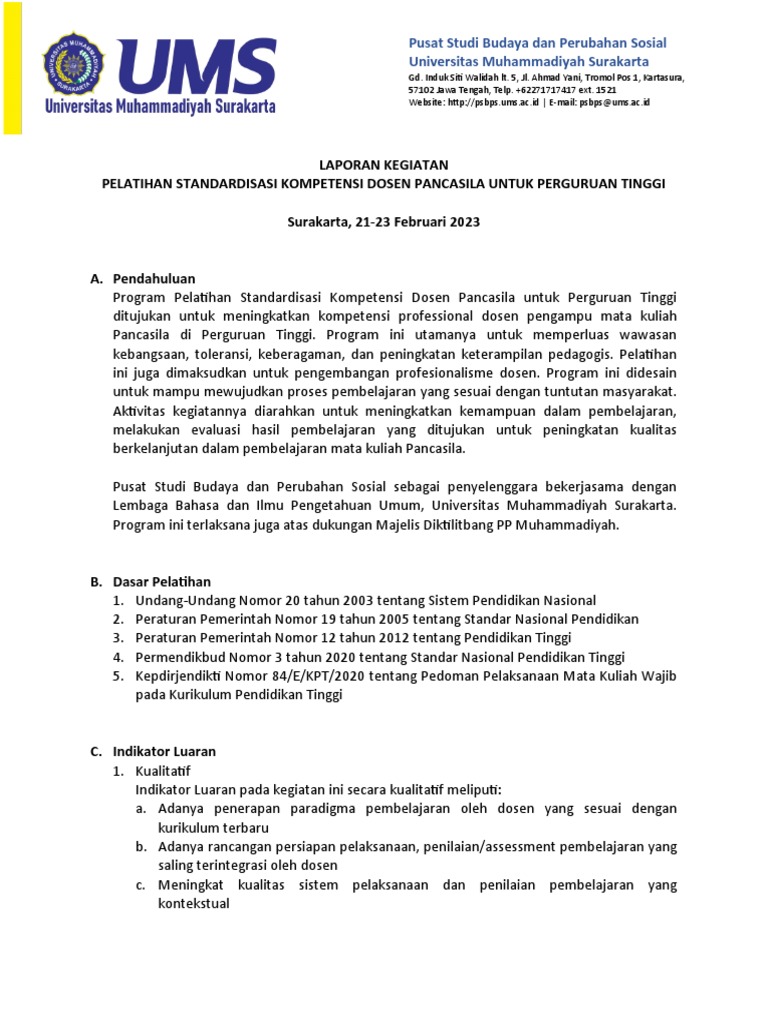 Pelatihan Dosen Pancasila 2023 | PDF