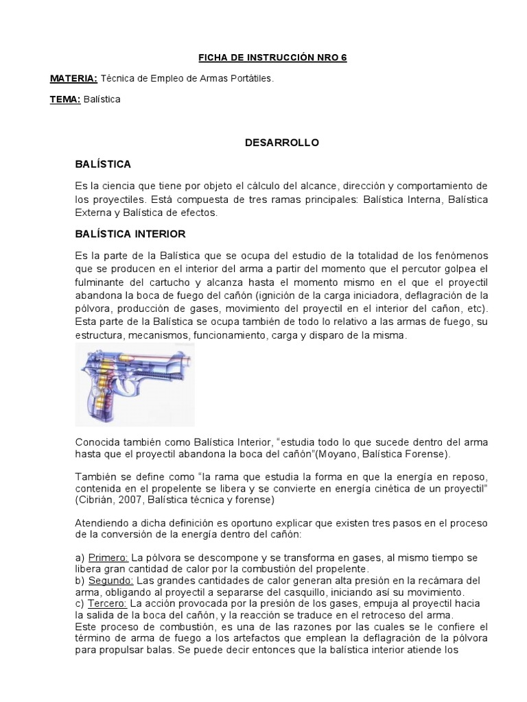 Ramas y conceptos de la balística | PDF | Balística | Munición