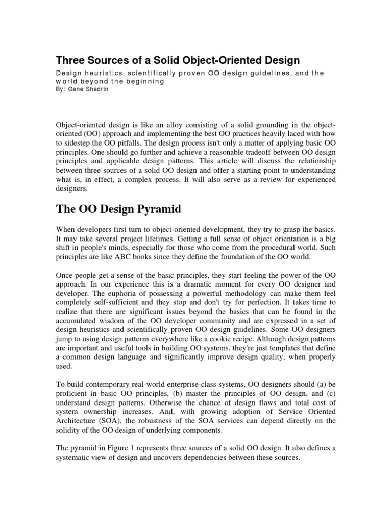 The OO Design Pyramid: Three Sources of A Solid Object-Oriented Design | PDF | Inheritance ...
