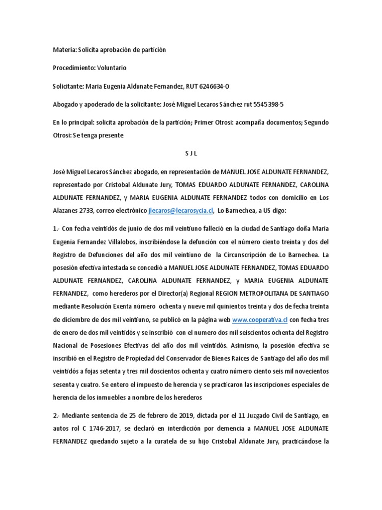 Aprobacion de Particion Voluntaria | PDF | Herencia | Gobierno