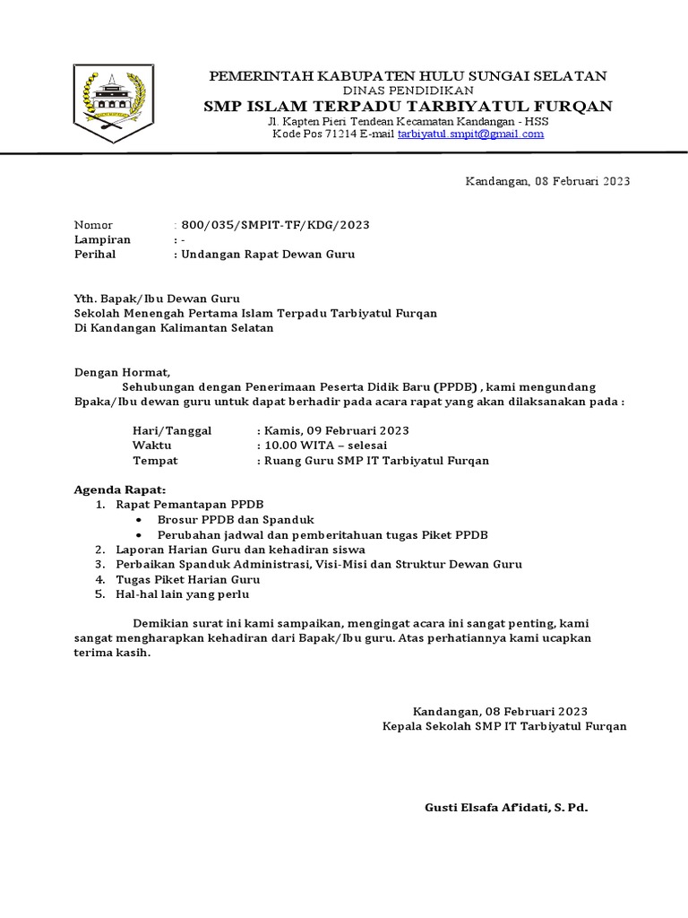 Undangan Rapat PPDB | PDF