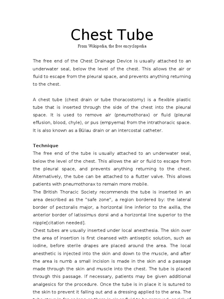 Chest Tube | PDF | Medical Specialties | Pulmonology