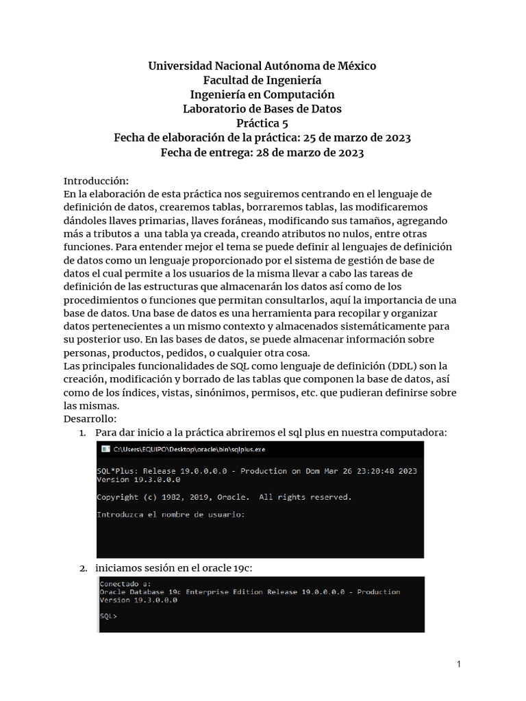 Práctica SQL: Creación y Modificación de Tablas | PDF | Bases de datos ...