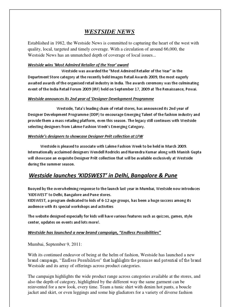 Westside News: Westside Wins 'Most Admired Retailer of The Year' Award ...