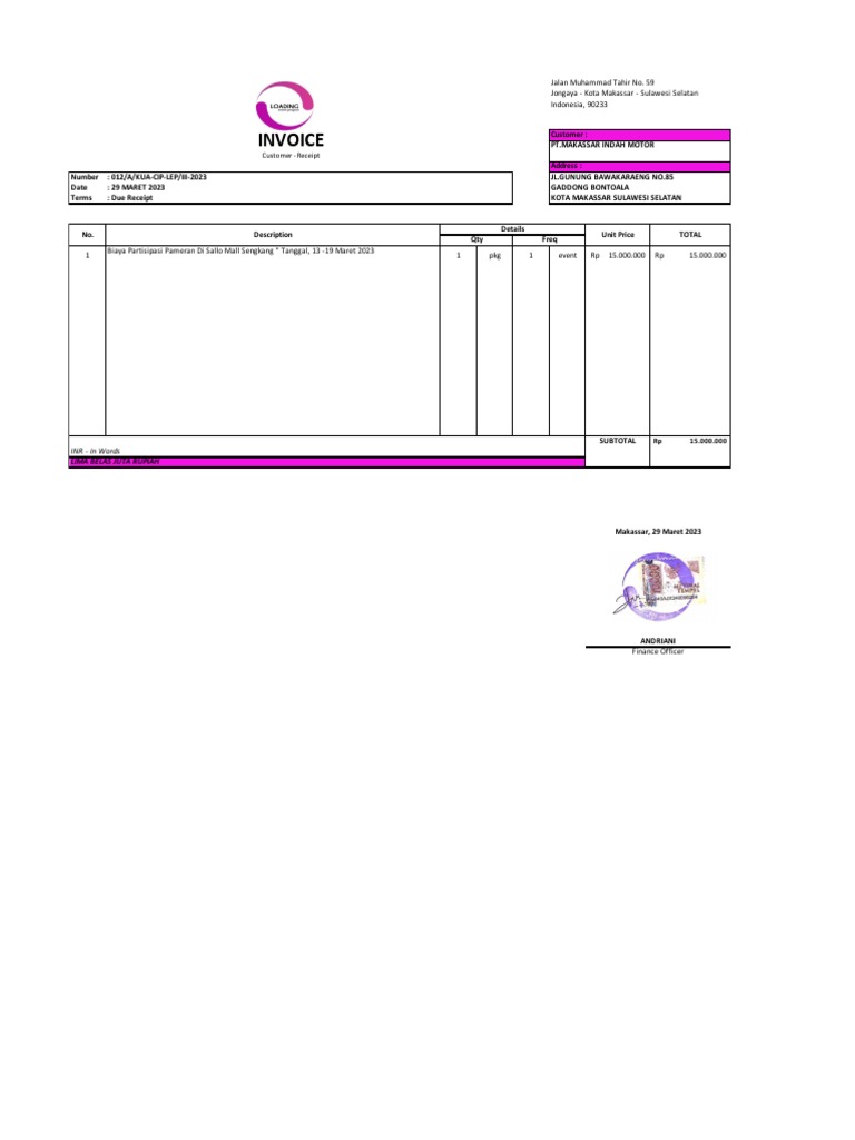 Invoice Honda | PDF | Business Documents | Accounting
