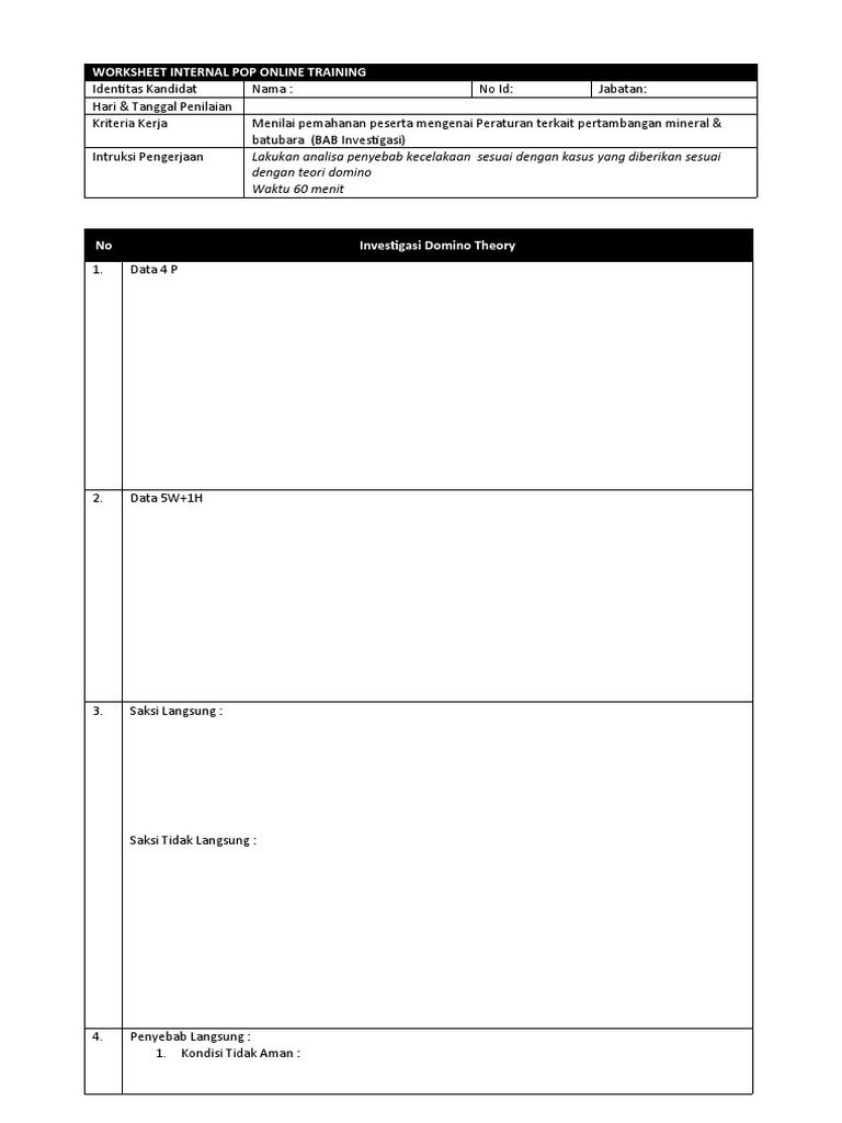 Worksheet Investigasi Incident | PDF