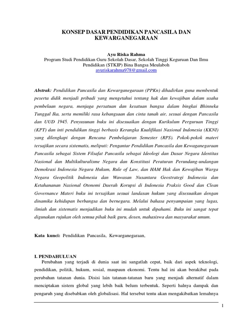 Konsep Dasar Pendidikan Pancasila Dan Kewarganegaraan | PDF