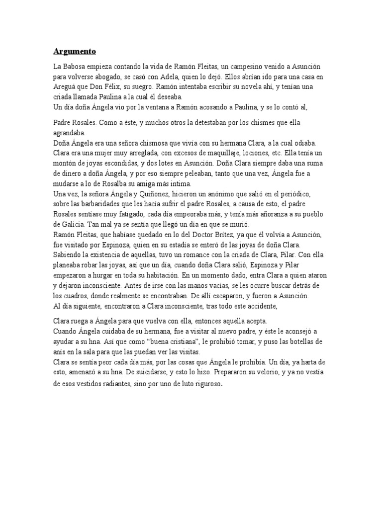 La Babosa-Argumento | PDF