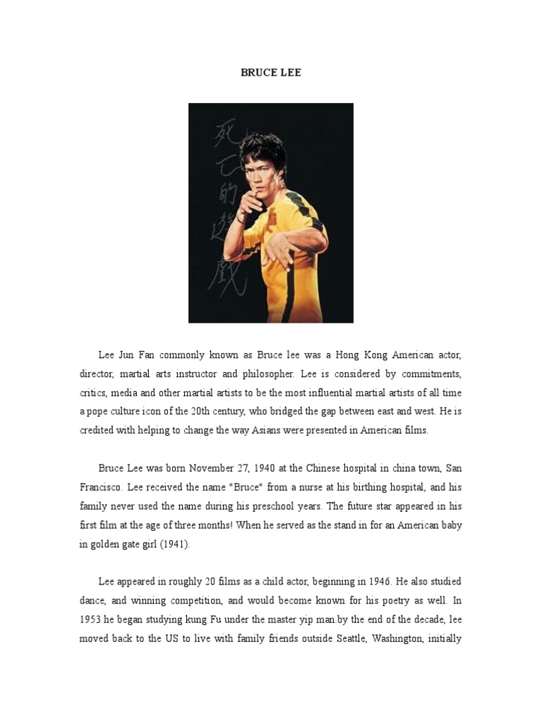 Task of Biography Recount Text | PDF | Bruce Lee