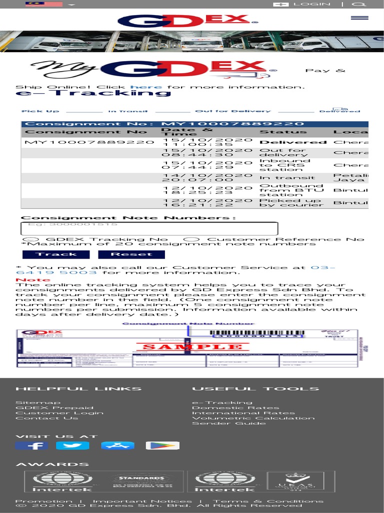 GDEX Parcel Tracking Guide | PDF