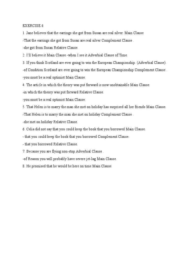 Understanding Sentence Clauses and Structures | PDF