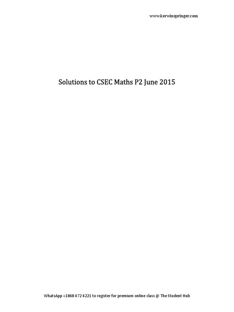 CSEC - Maths - Paper - 2 - June - 2015 Solutions | PDF | Area | Mathematics