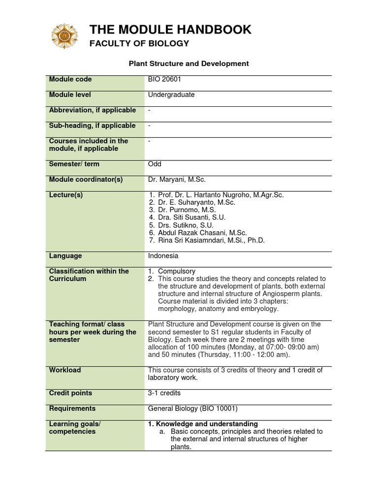 The Module Handbook - Plant Structure and Development | PDF | Flowers ...
