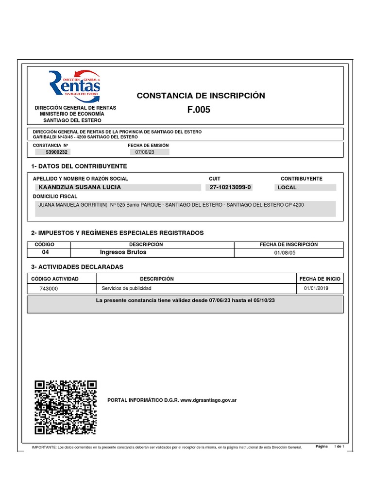 Constancia de DGR | PDF