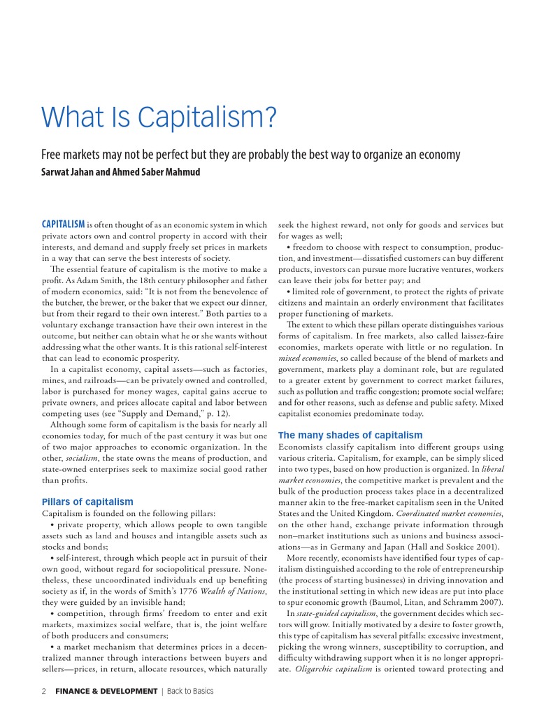 Capitalism - Text - Analysis | PDF | Capitalism | Market Economy