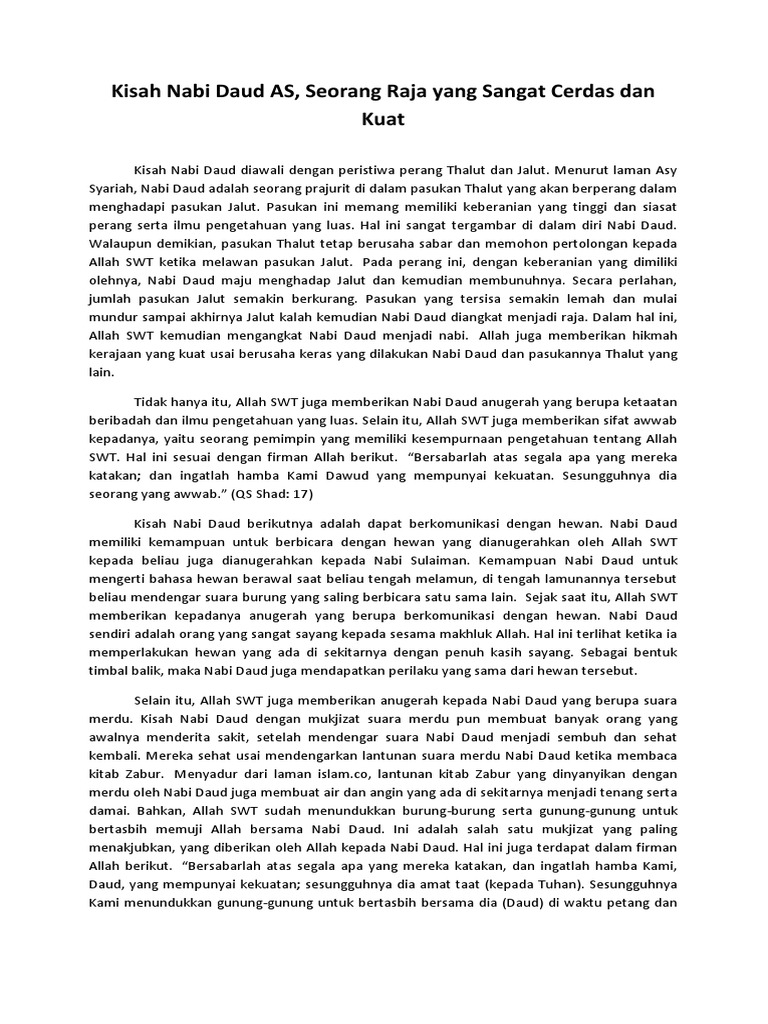 Kisah Nabi Daud AS | PDF