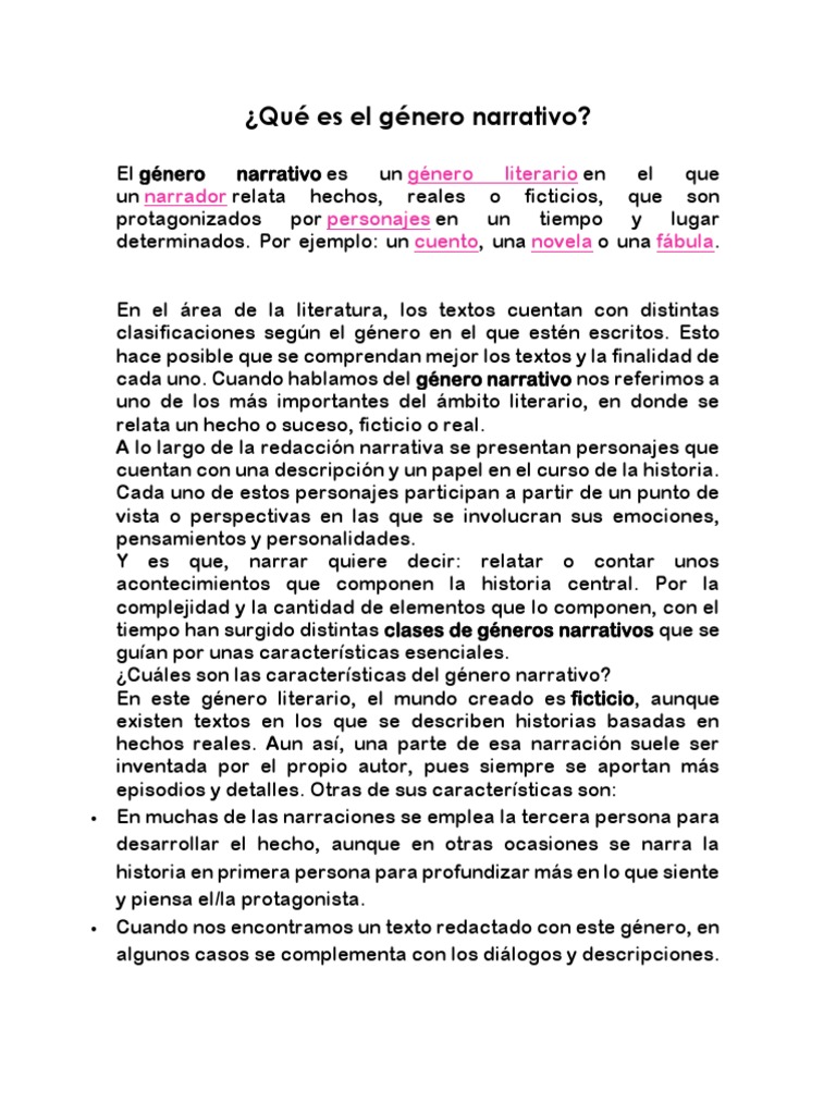 Definición del género narrativo | PDF | Narración