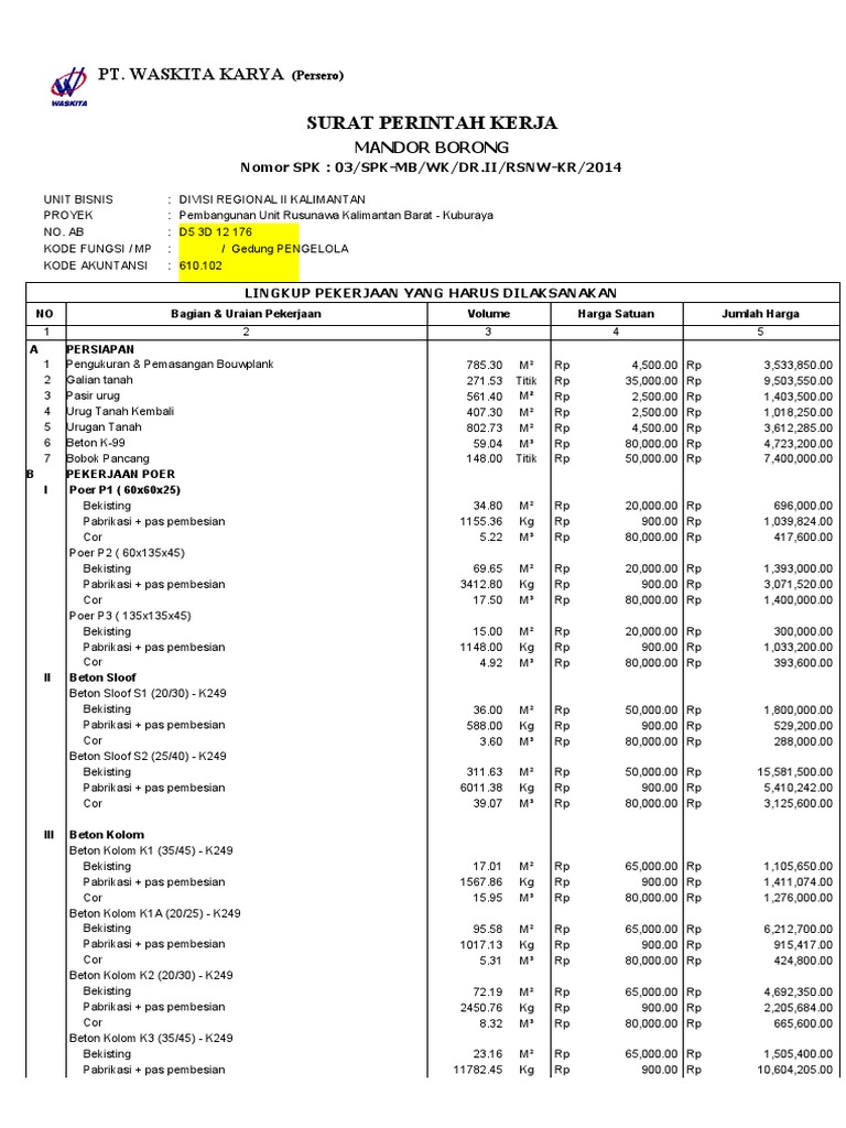 Contoh SPK UPAH | PDF
