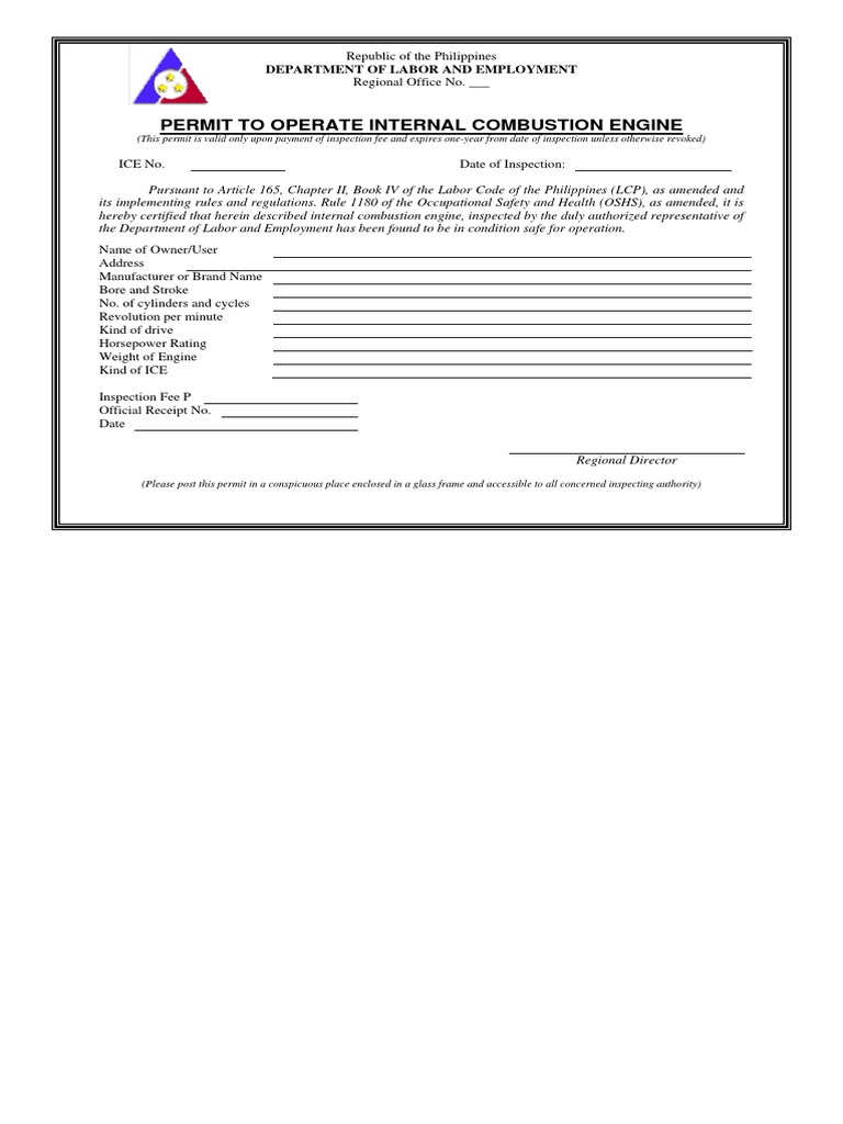 Permit for Internal Combustion Engine | PDF