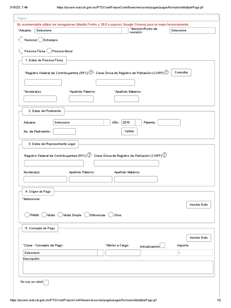 Formulario Multiple Pago | PDF | Gobierno y personalidad | Gestión de datos