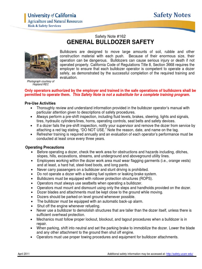 General Bulldozer Safety | PDF | Safety | Transport
