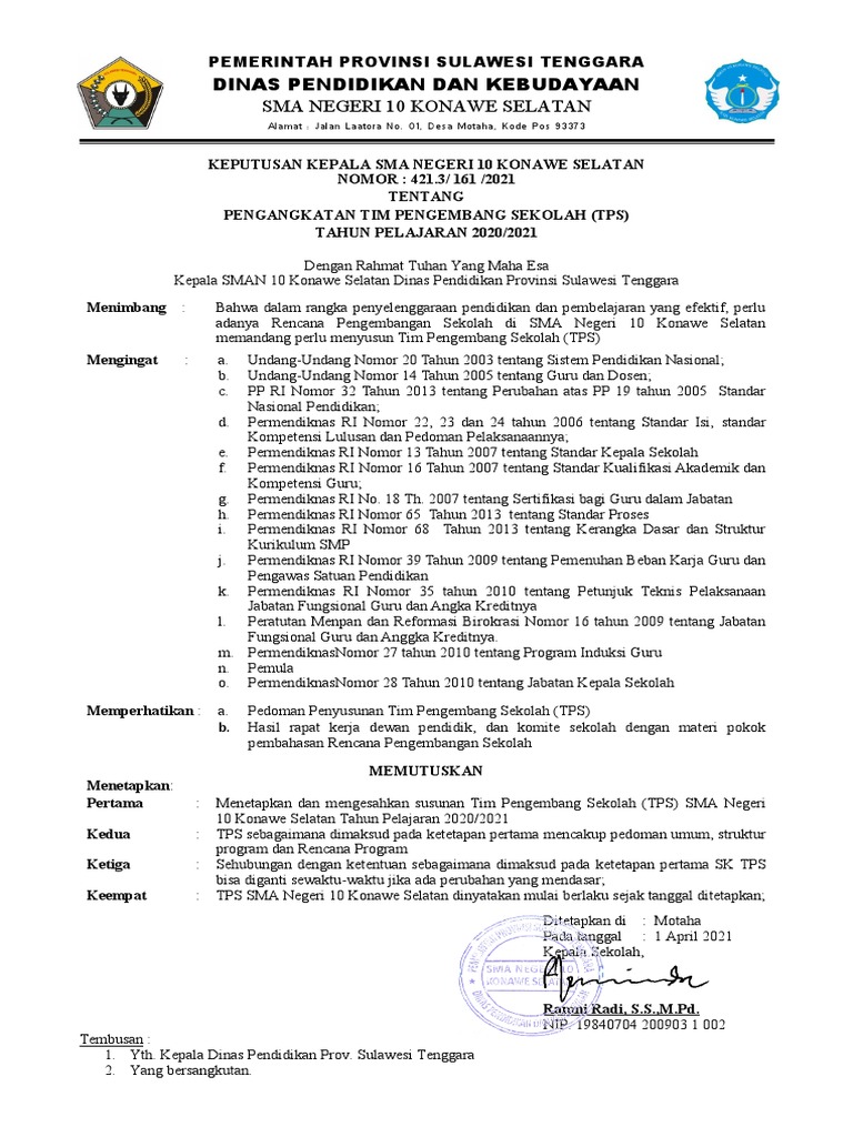 SK Pengangkatan TPS 1 | PDF