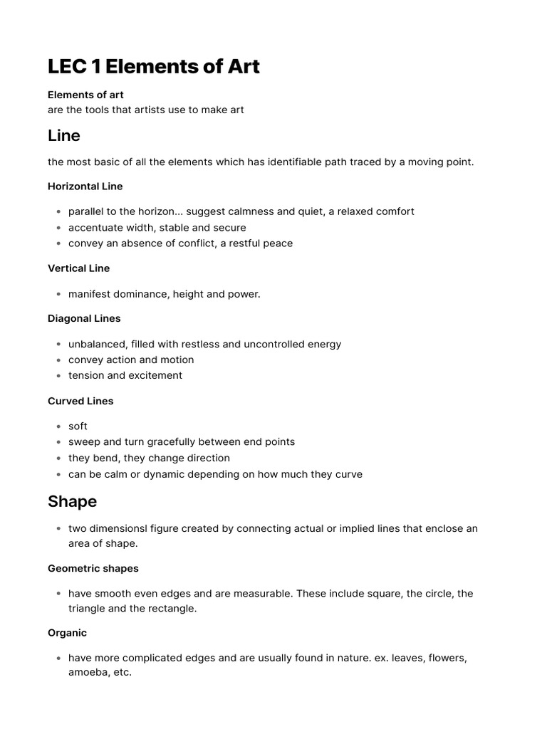 LEC 1 Elements of Art | PDF